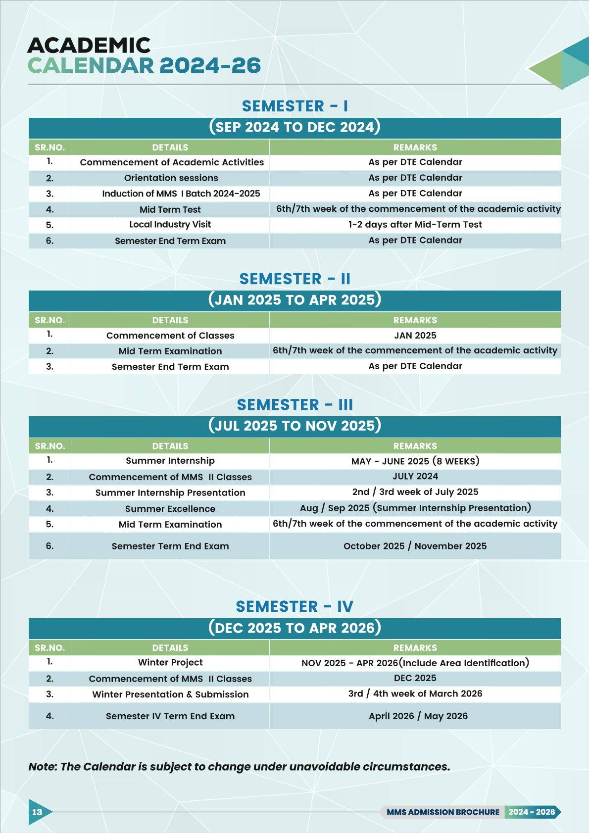 Academic Calendar - Sfimar MMS